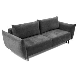 BETTSOFA UNO Graphitfarben Chenille-Stoff mit Schlaffunktion