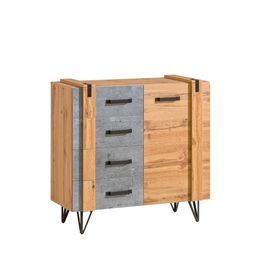 KOMMODE BRANDO 90,1/97/41,3cm mit 4 Schubladen 1 T&uuml;ren Eiche Wotan