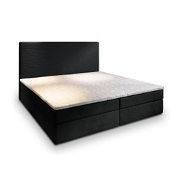 BOXBETT GIARRO 160x200 cm mit Matratze und Topper - Schwarz