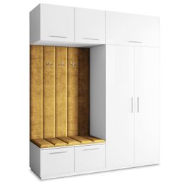 GARDEROBENSCHRANK REMA 200/240/60 cm Modern Garderobe-Set Wei&szlig;