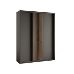 SCHWEBET&Uuml;RENSCHRANK VONTE 150/205/60 cm 3-t&uuml;rig mit Lamellen Schwarz
