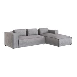 ECKSOFA Nova Hellgrau Cord, Ottomane rechts