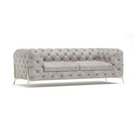 CHESTERFIELD-SOFA 3-Sitzer Vertex Grau Samt