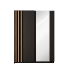 SCHWEBET&Uuml;RENSCHRANK RANOR 150,6/198,5/62cm 2-t&uuml;rig mit Spiegel Schwarz