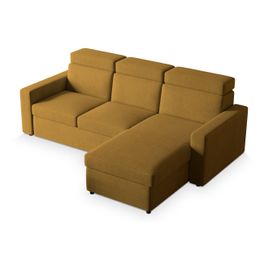 ECKSOFA PADWA Gelb Kordstoff mit Schlaffunktion