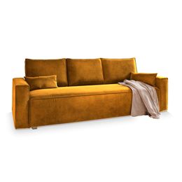 BETTSOFA ALATRI Gelb Velours-Stoff mit Schlaffunktion