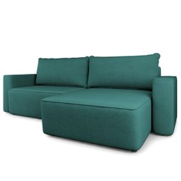 ECKSOFA BELISE CL Blau Veloursstoff mit Schlaffunktion