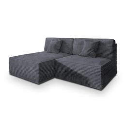 ECKSOFA FIORO Graphitfarben Kordstoff mit Schlaffunktion
