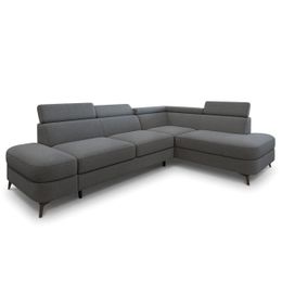 ECKSOFA AVISE Q R-S Grau Boucle-Stoff mit Schlaffunktion