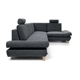 ECKSOFA CASA II R-S Anthrazit Pl&uuml;sch-Stoff mit Schlaffunktion
