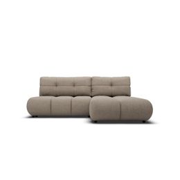 ECKSOFA CORSO R-S Grau Boucle-Stoff mit Schlaffunktion