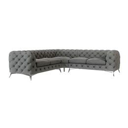 ECKSOFA Chesterfield Laura Grau Samt