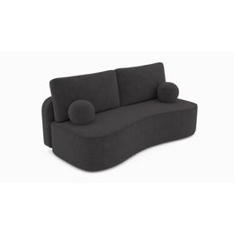 BETTSOFA ROTONDO Grau Bucle-Stoff mit Schlaffunktion