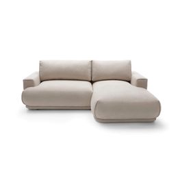 ECKSOFA NERO Beige Velours-Stoff mit Schlaffunktion