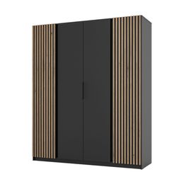 DREHT&Uuml;RENSCHRANK CAGLIARI 200/239/61,9cm 4-t&uuml;rig Schwarz