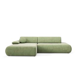 ECKSOFA DELTA L-S Gr&uuml;n Geflochtener Stoff mit Schlaffunktion