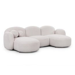 WOHNLANDSCHAFT Nuvola mit abgerundetem Design Wei&szlig; Boucl&eacute;-Stoff