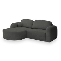 ECKSOFA AMILIA L-S Grau Boucle-Stoff mit Schlaffunktion