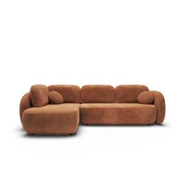 ECKSOFA AMICO II L-S Braun Geflochtener Stoff mit Schlaffunktion