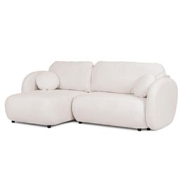 ECKSOFA Candy mit Schlaffunktion Wei&szlig; Boucl&eacute;-Stoff - Ottomane links