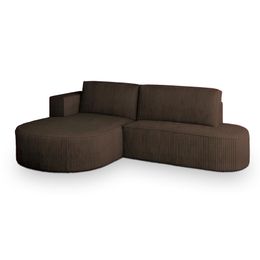 ECKSOFA CORTIO P L-S Braun Kordstoff mit Schlaffunktion