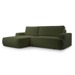 ECKSOFA SOLO Gr&uuml;n Boucle-Stoff mit Schlaffunktion