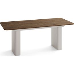 ESSTISCH Riven rechteckig ausziehbar verl&auml;ngerbar mit Butterfly-Auszug, Eiche Braun Rustikal 200-296/90/76 cm