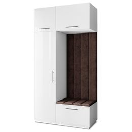 GARDEROBENSCHRANK REMA 120/240/60 cm Modern Garderobe-Set Wei&szlig;