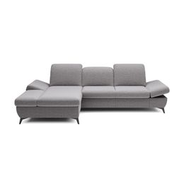 ECKSOFA FELICE L-S Hellgrau Geflochtener Stoff mit Schlaffunktion