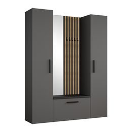 GARDEROBENSCHRANK MODULO 160,6/204/40 cm Modern Garderobe-Set Grau