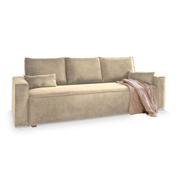 BETTSOFA ALATRI Creme Velours-Stoff mit Schlaffunktion