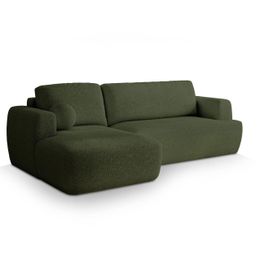 ECKSOFA SENTI N L-S Gr&uuml;n Boucle-Stoff mit Schlaffunktion