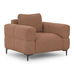 SESSEL Cardea in Bubble-Optik aus weichem Terrakotta Strukturstoff mit hohem Sitzkomfort