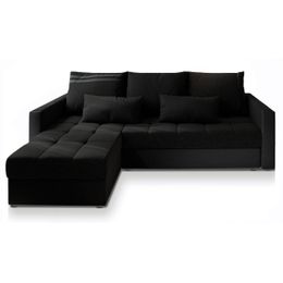 ECKSOFA KOS PIK Schwarz D&uuml;nner Stoff mit Schlaffunktion
