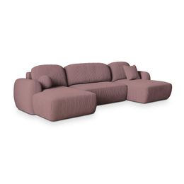 WOHNLANDSCHAFT SAVONA P Lila Kordstoff mit Schlaffunktion