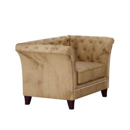 CHESTERFIELD-SESSEL Fusion Beige Samt