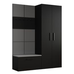 GARDEROBENSCHRANK MODULO 160,6/204/40 cm Modern Garderobe-Set Schwarz