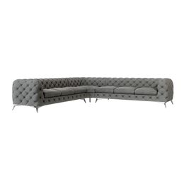 ECKSOFA Chesterfield Laura Grau Samt