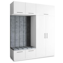 GARDEROBENSCHRANK REMA 200/240/60 cm Modern Garderobe-Set Wei&szlig;