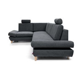 ECKSOFA CASA II L-S Anthrazit Pl&uuml;sch-Stoff mit Schlaffunktion
