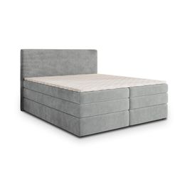 BOXSPRINGBETT MATERN 180x200 cm mit Matratze und Topper - Hellgrau