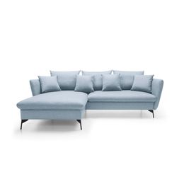 ECKSOFA FERRO Blau Geflochtener Stoff mit Schlaffunktion