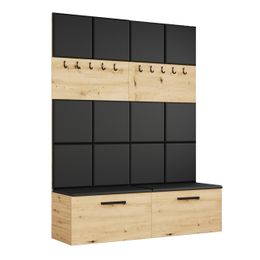 GARDEROBENSCHRANK MODULO 161,2/204/40 cm Modern Garderobe-Set Eiche Artisan