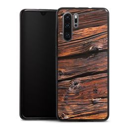 DeinDesign Huawei P30 Pro Handy Silikon H&uuml;lle Case schwarz Handyh&uuml;lle Beams Wood Wooden Look