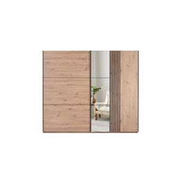 SCHWEBET&Uuml;RENSCHRANK ATROX 250/215/65 cm 2-t&uuml;rig mit Spiegel Eiche Artisan