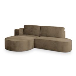 ECKSOFA CORTIO M L-S Beige Velours-Stoff mit Schlaffunktion