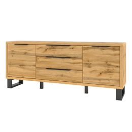 SIDEBOARD HALENZA 201/83/45 cm mit 3 Schubladen und 2 T&uuml;ren Eiche Wotan