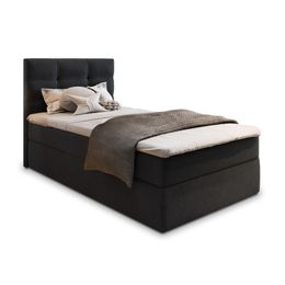 BOXBETT GLOS 80 80x200 cm mit Matratze und Topper, H2+H3 - Schwarz