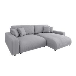 ECKSOFA Emma Hellgrau Cord - Ottomane rechts