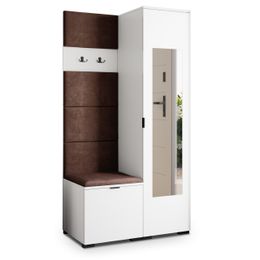 GARDEROBENSCHRANK VIRA 95/181/51 cm Modern Garderobe-Set Wei&szlig;